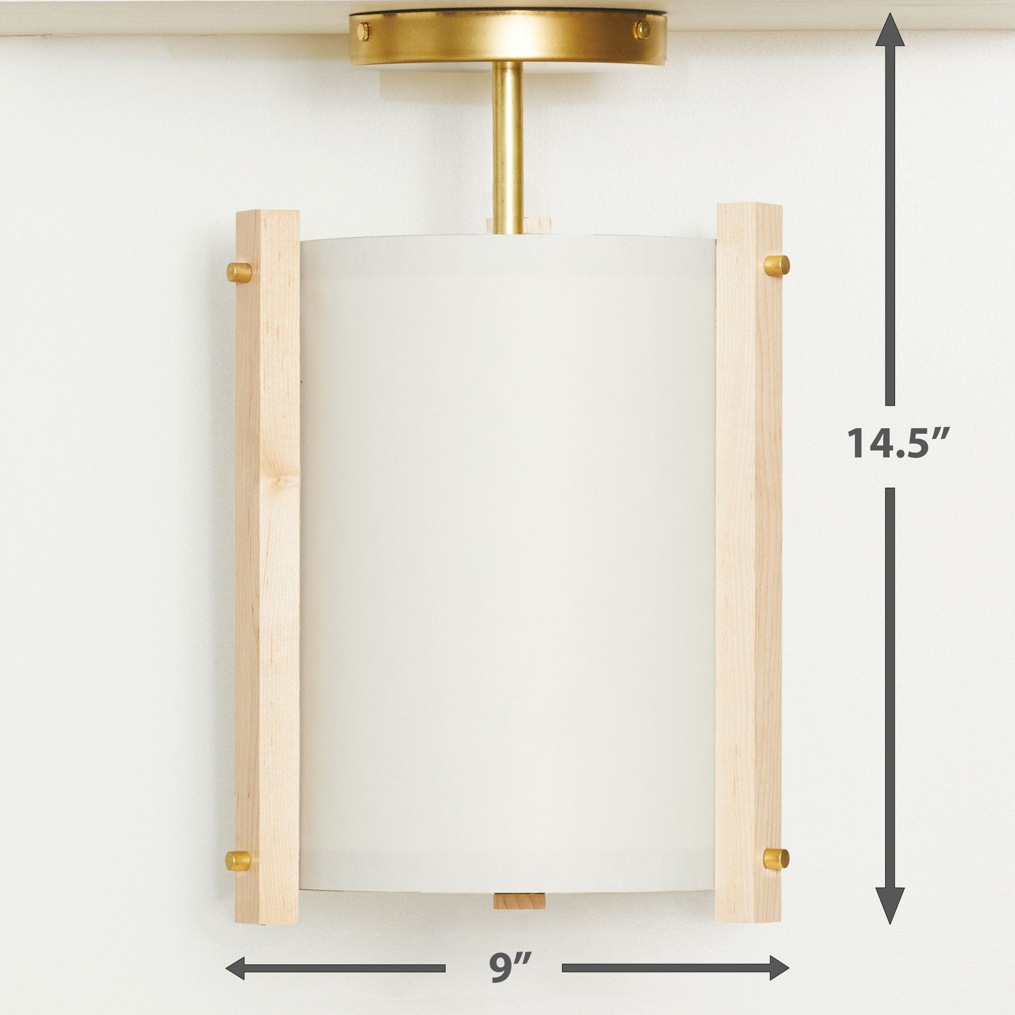 Japanese Mid-Century White Maple Ceiling Light – James Mankoff Design