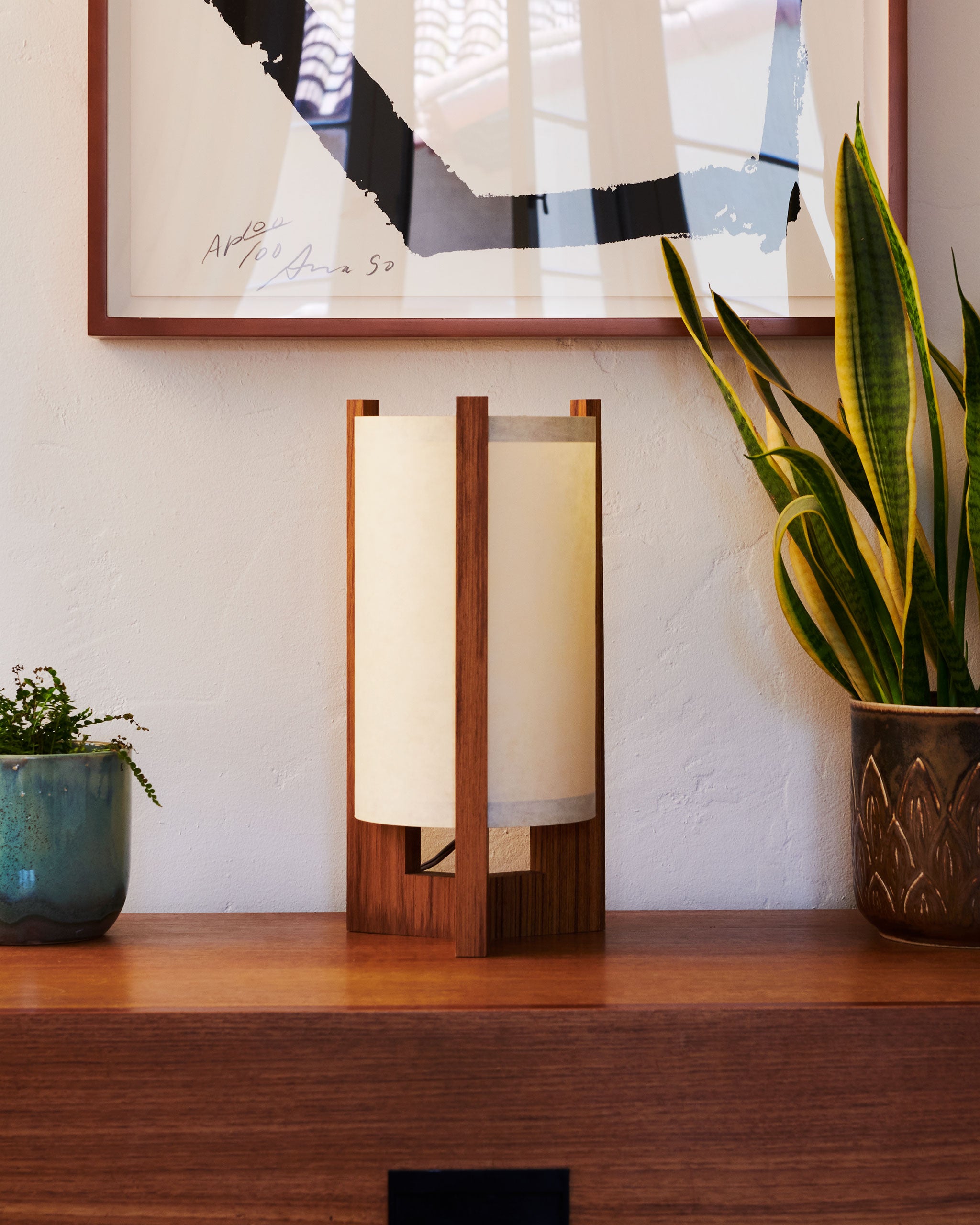 Japanese inspired Mid-Century Teak Table Lamp – James Mankoff Design